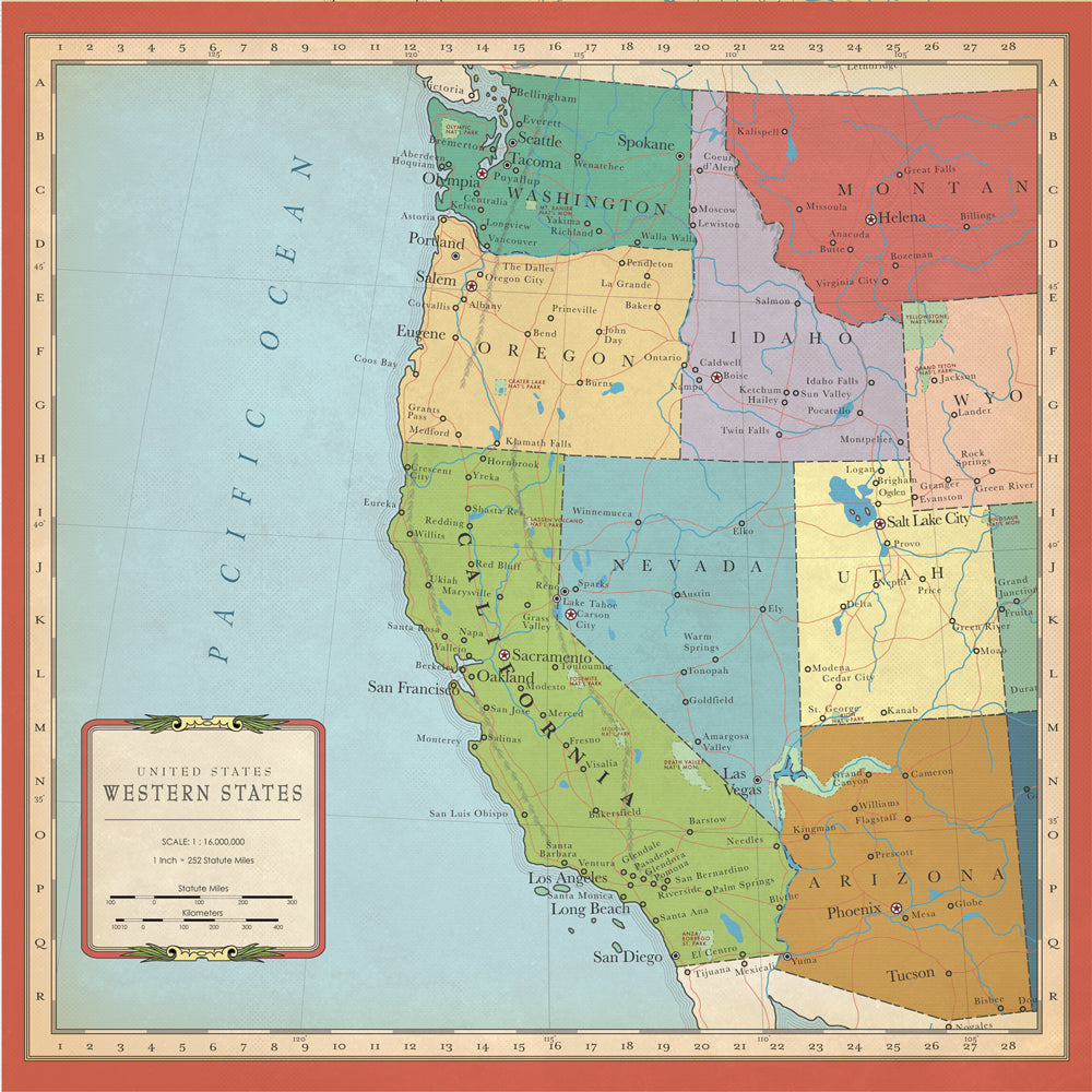 Cartography No. 1 - US West Coast Map – Scrapbook Cottage